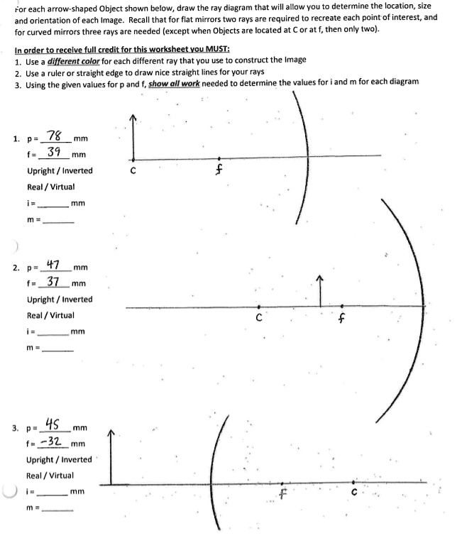 SOLVED: For each arrow shaped Object shown below, draw the ray diagram that will allowvou to ...