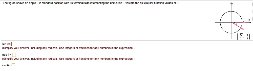 SOLVED: The figure shows an angle Î¸ in standard position with its terminal side intersecting ...