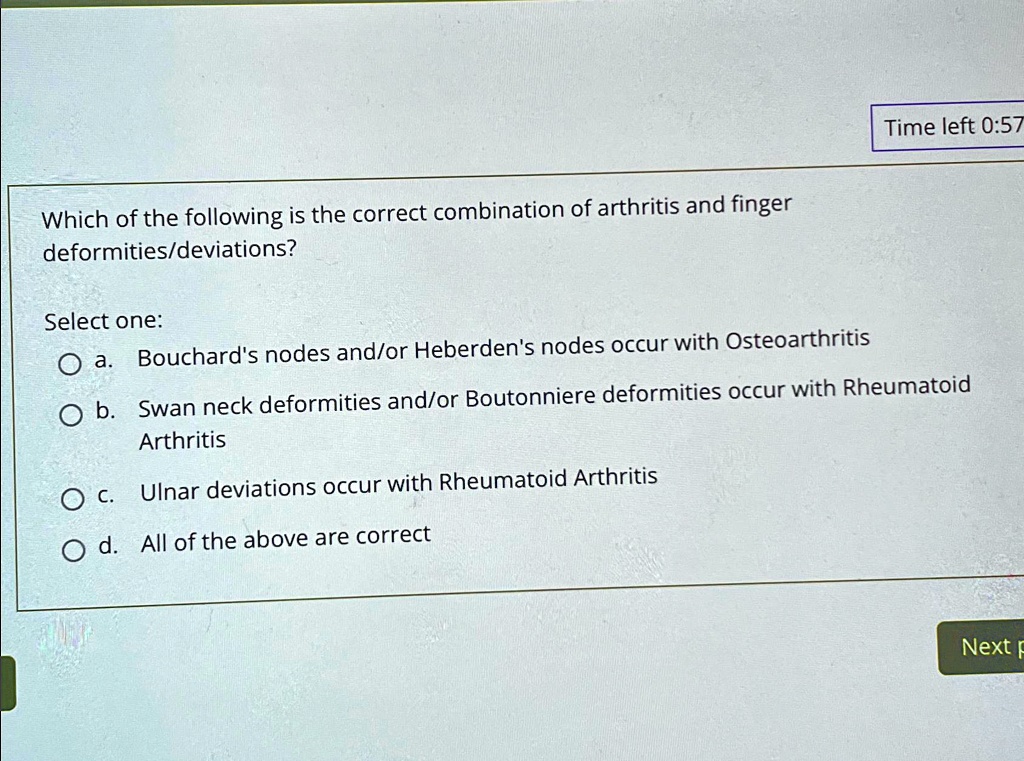 SOLVED: Time left 0:57 Which of the following is the correct ...