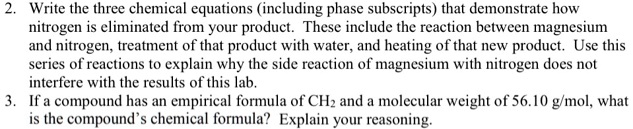write the three chemical equations including phase subscripts that ...
