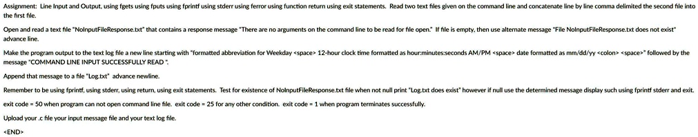 Solved Assignment Line Input And Output Using Fgets Using Fputs Using Fprintf Using Stderr