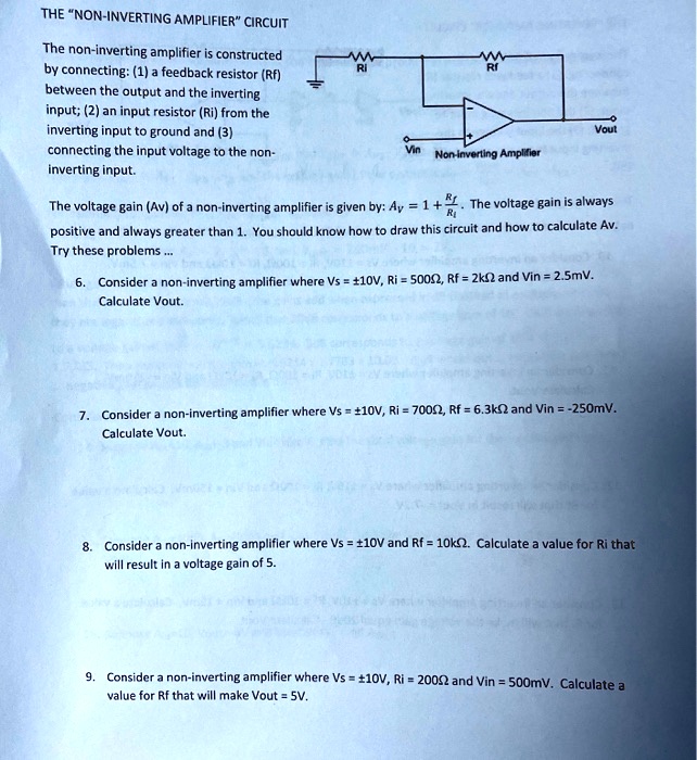 THE "NON-INVERTING AMPLIFIER" CIRCUIT The non-inverting amplifier is constructed by connecting ...