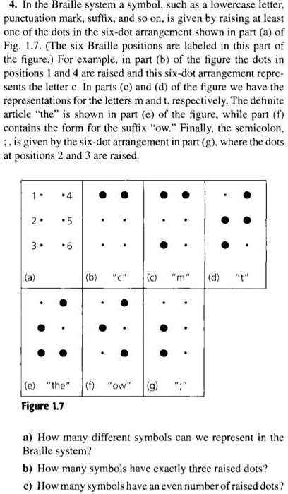 SOLVED: In the Braille system, a symbol, such as a lowercase letter ...