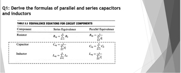 SOLVED: Derive the formulas of parallel and series capacitors and ...