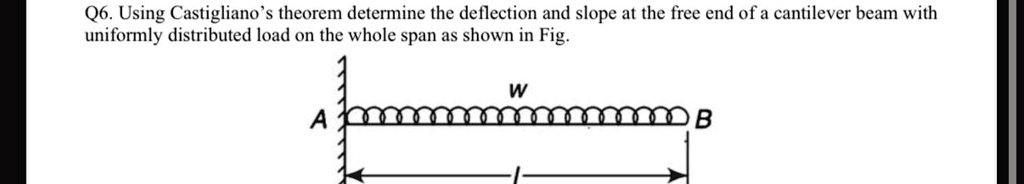 Q6 Using Castiglianos Theorem Determine The Deflection And Slope At The Free End Of A Cantilever