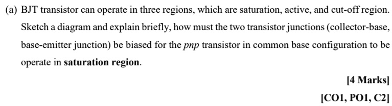 SOLVED: ANALOG ELECTRONICS (a) A BJT transistor can operate in three ...