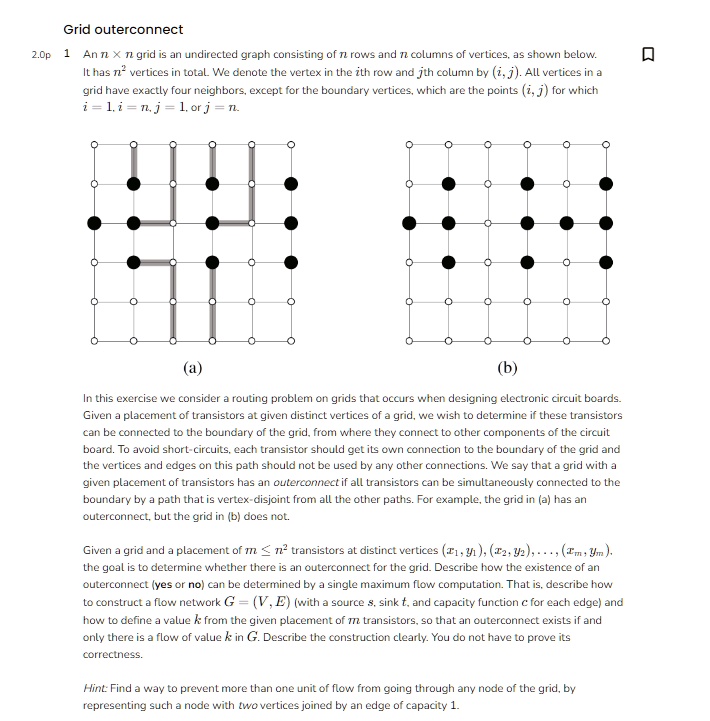 Solved Texts Grid Outerconnect 2 0p 1 A Grid Is An Undirected Graph Consisting Of Rows And