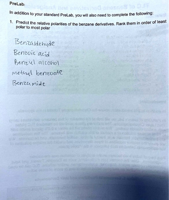 Solved Prelab Addition To Your Standard Prelab You Will Also Need To Complete The Following