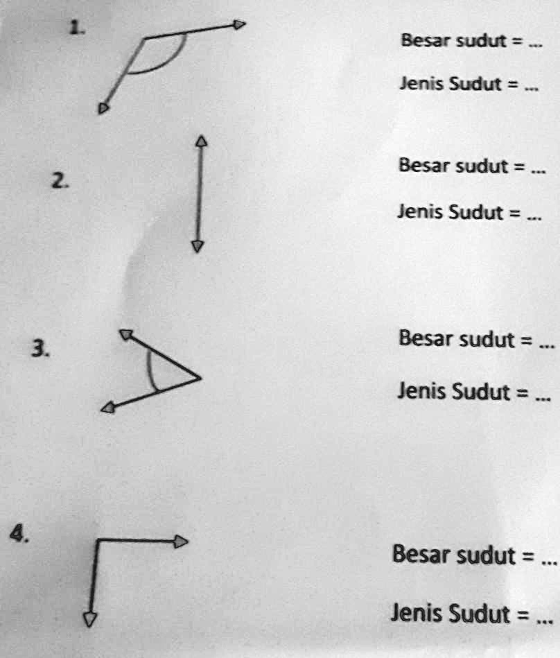 SOLVED: Gunakan busur derajat:( Besar sudut Jenis Sudut Besar sudut ...