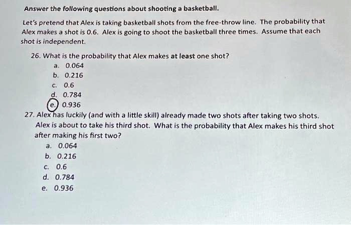 ANSWER 27 please! Answer the following questions about shooting a ...