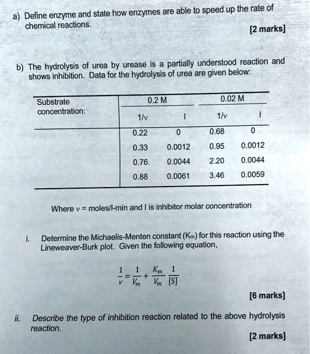 SOLVED: a) Define enzyme and state how enzymes are able to speed up the ...
