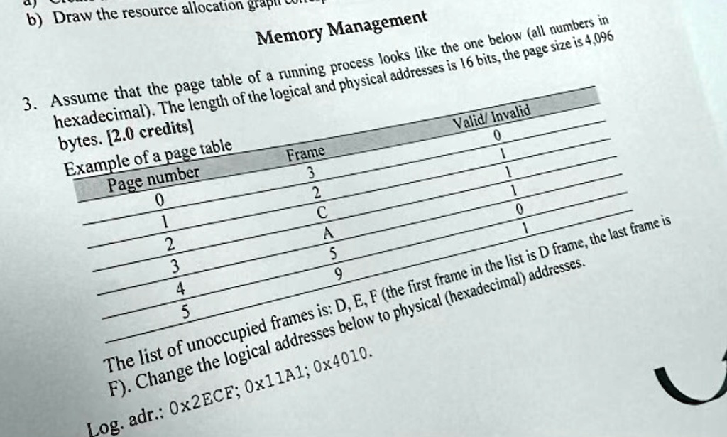 SOLVED: Assume that the page table of a running process looks thesses ...