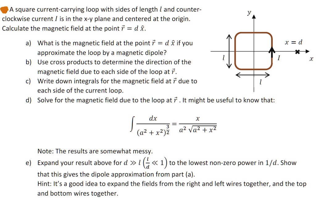 SOLVED: A square current-carrying loop with sides of length and counter-clockwise current [ is ...