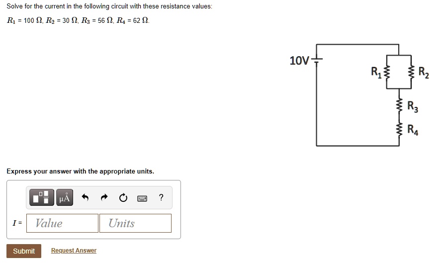 SOLVED: Solve for the current in the following circuit with these resistance values: 100 2, Rz ...