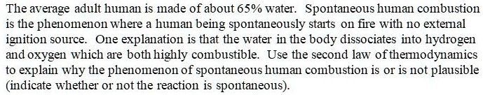 The average adult human is made of about 65% water. Spontaneous human ...