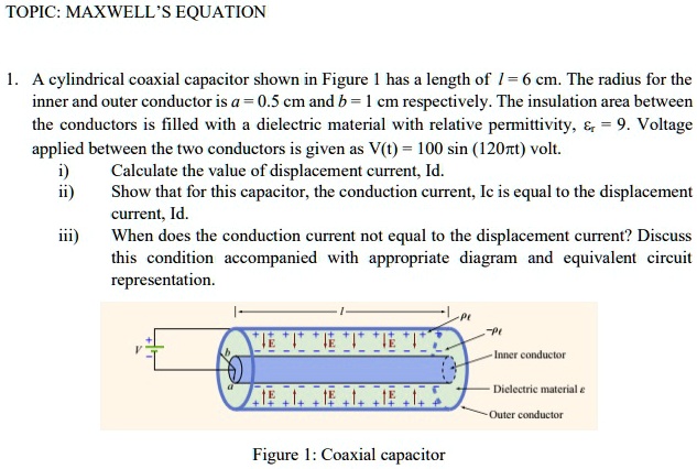 SOLVED: Topic: Maxwell's Equations A cylindrical coaxial capacitor ...