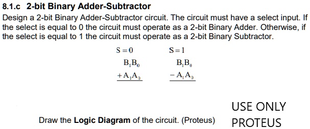 Solved Use With Proteus 81c2 Bit Binary Adder Subtractor Design A 2 Bit Binary Adder