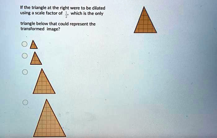 SOLVED: If the triangle at the right were to be dilated using scale factor of which is the only ...