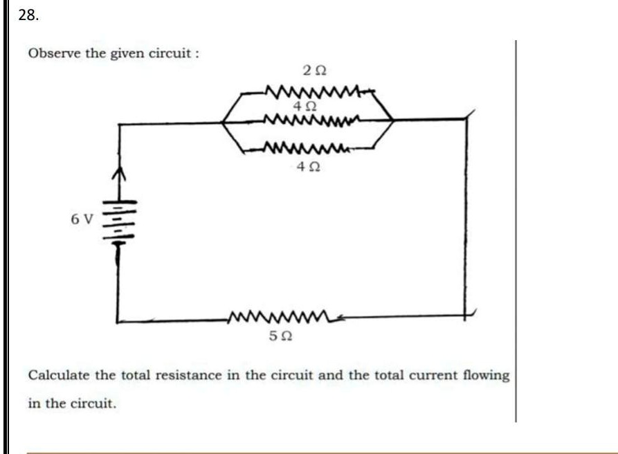 SOLVED: Calculate the total resistance in a circuit and the current flowing through it. 28 ...