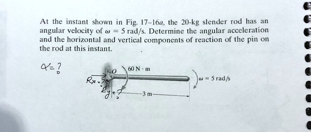 at the instant shown in fig 17 16a the 20 kg slender rod has an angular velocity of omega 5 rads ...