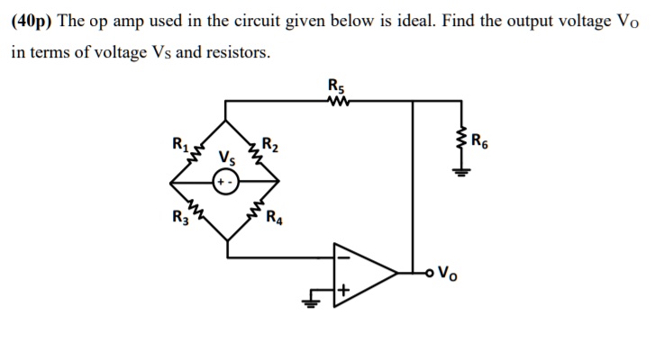 SOLVED: The op amp used in the circuit given below is ideal. Find the output voltage Vo in terms ...