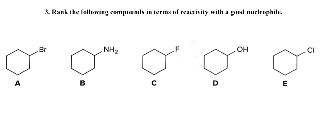 SOLVED: 3. Rank the following compounds in terms of reactivity with a ...