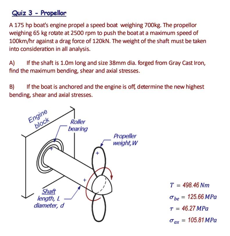 SOLVED: Quiz 3 - Propeller A 175 hp boat's engine propels a speed boat ...