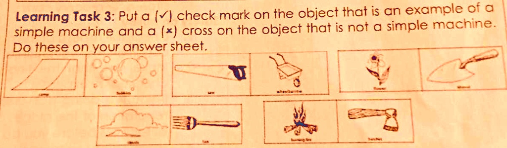 Learning Task 3: Put a (?) check mark on the object that is an example ...