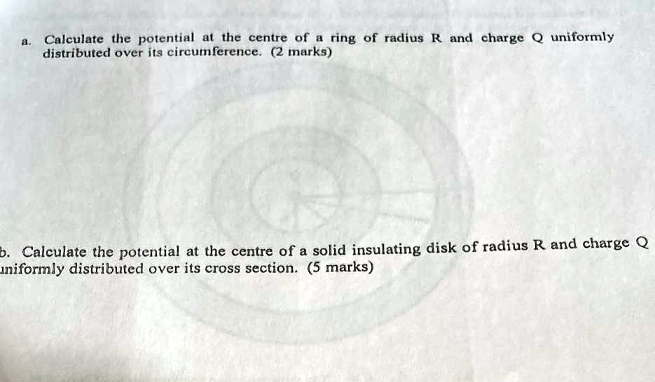 Solved Calculate The Potential At The Center Of A Ring Of Radius R And Charge Q Uniformly 