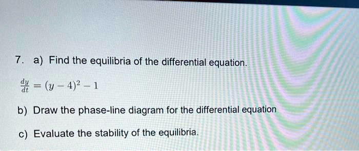 SOLVED: Find the equilibria of the differential equation 4 =(y -4)? _ 1 ...