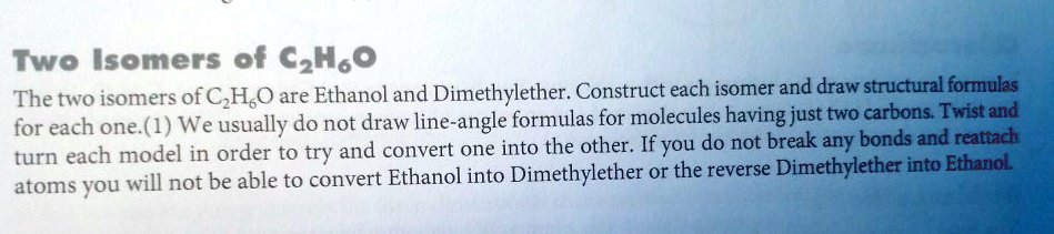 two isomers of czh6o the two isomers of cho are ethanol and ...