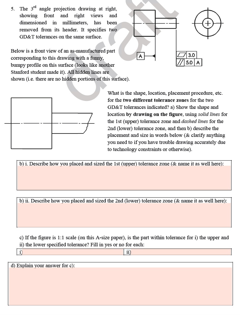 SOLVED: 5. The 3rd angle projection drawing at right, showing front and ...