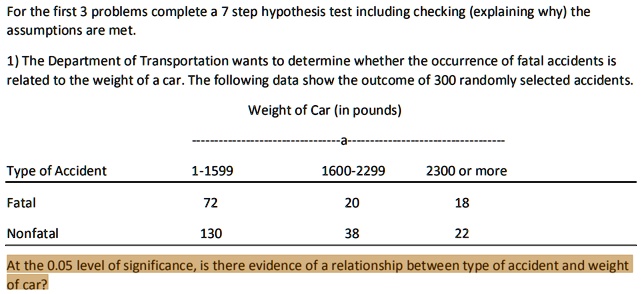 For the first 3 problems complete a 7 step hypothesis test including ...