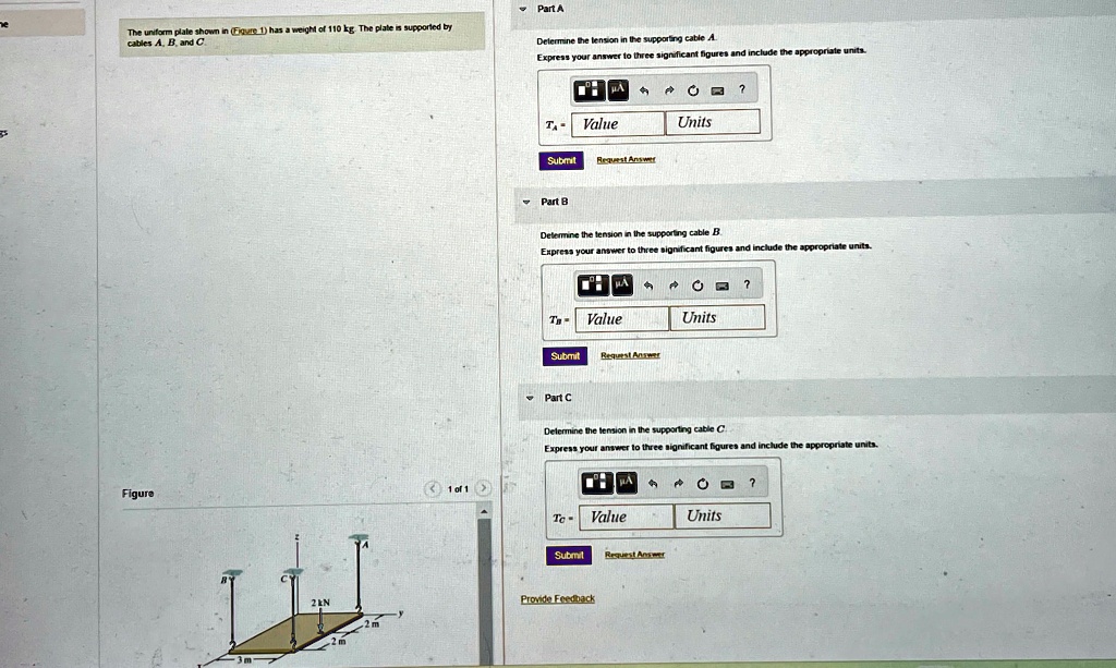 the uniform plate shown in figure 1 has a weight of 110 kg the plate is ...