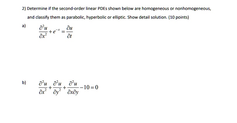 Solved Determine If The Second Order Linear Pdes Shown Below Are