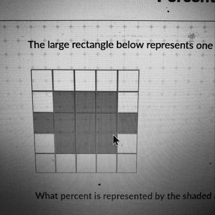 SOLVED: The large rectangle below represents one whole. What percent is ...