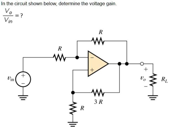 SOLVED: In the circuit shown below; determine the voltage gain. Vo =? Vin Vin RL 3 R R