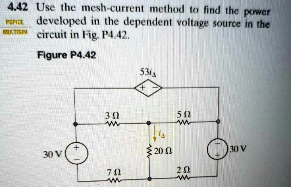 Solved Use The Mesh Current Method To Find The Power Developed In The 7468