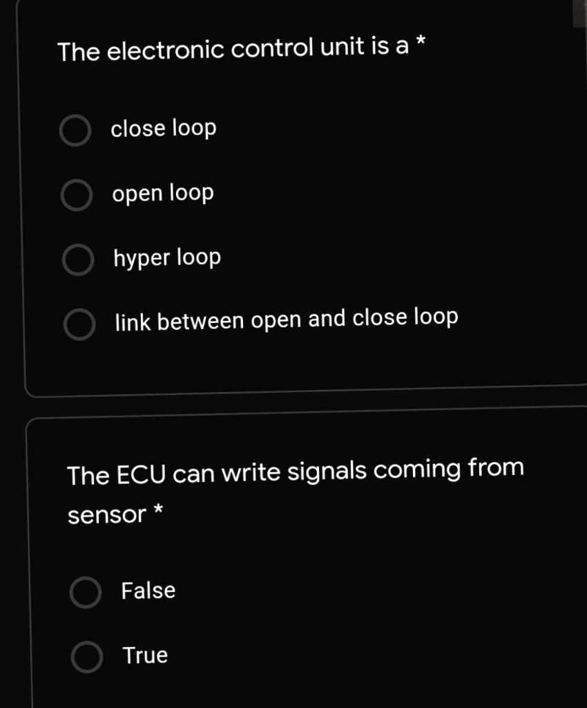 SOLVED: The electronic control unit is a * close loop openloop hyper ...