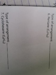 Type of arrangement: 6. Pentane (C5H10) Type of arrangement: 7 ...