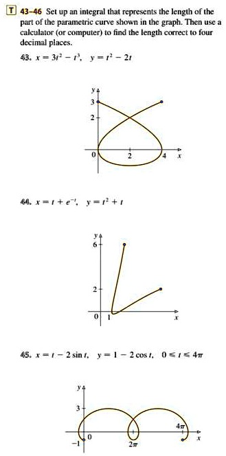 SOLVED: J 43-46 Set up an integral that represents the length of the part of the parametric ...