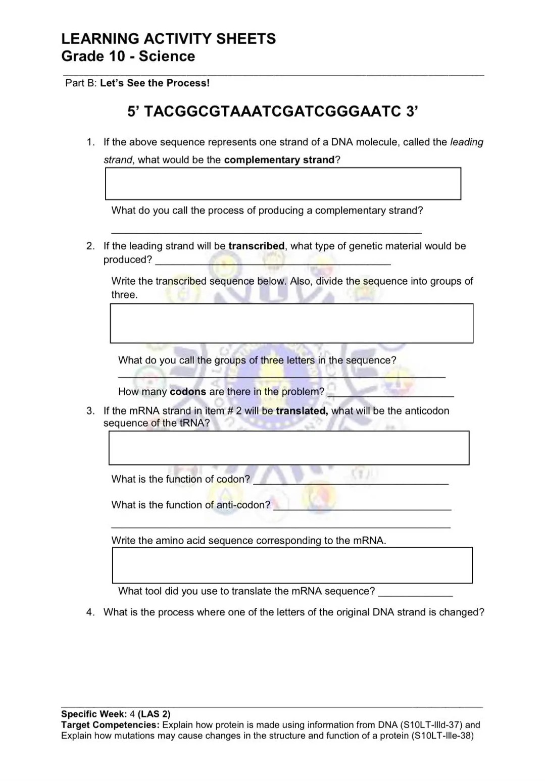 LEARNING ACTIVITY SHEETS Grade 10 - Science Part B: Let's See the ...