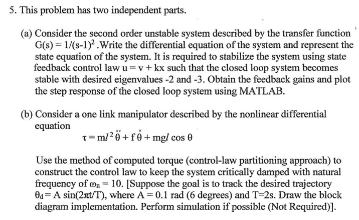SOLVED: 5. This problem has two independent parts. Consider the second ...