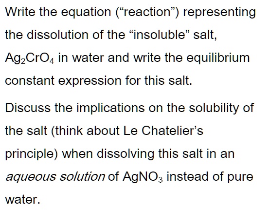 SOLVED: Write the equation ("reaction") representing the dissolution of ...