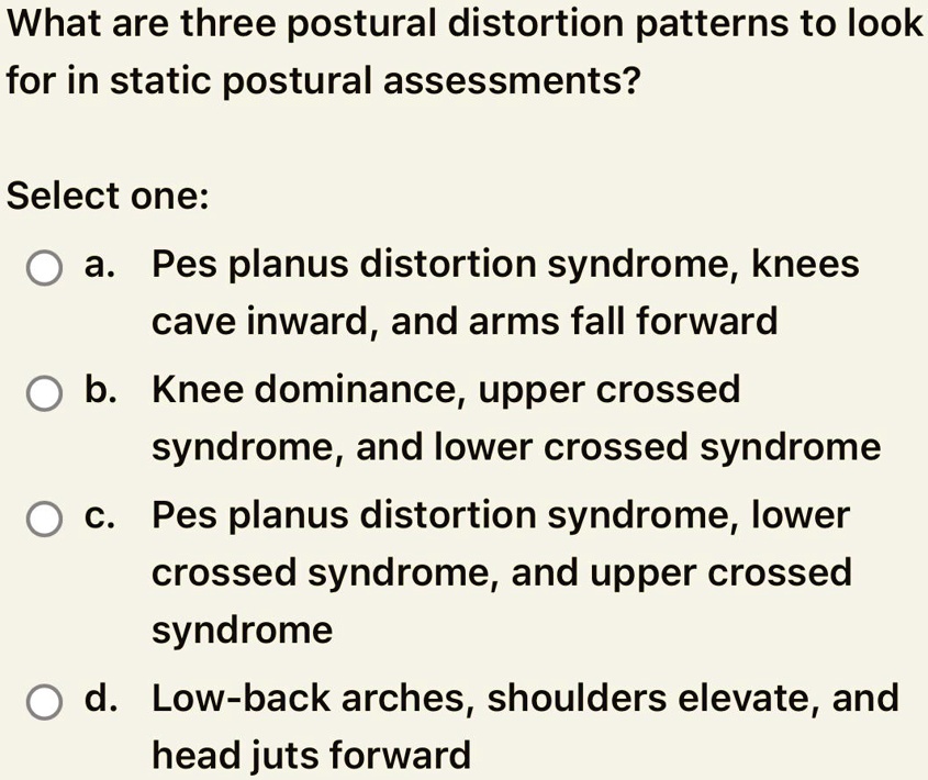 What are three postural distortion patterns to look for in static ...