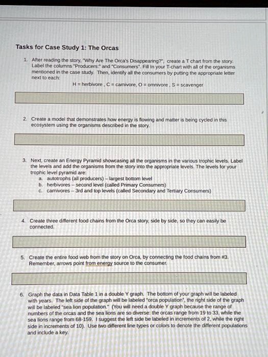 texts tasks for case study 1 the orcas 1 after reading the story why are the orcas disappearing ...