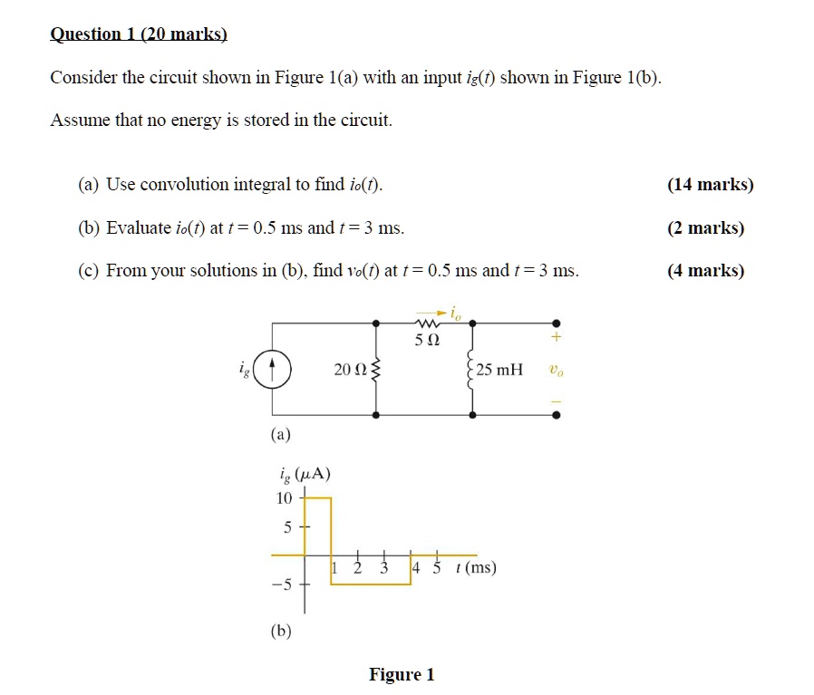 SOLVED: Question 1 (20 marks) Consider the circuit shown in Figure 1(a ...