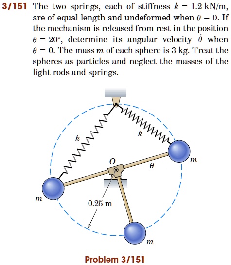SOLVED: The two springs, each of stiffness k = 1.2 kN/m, are of equal ...