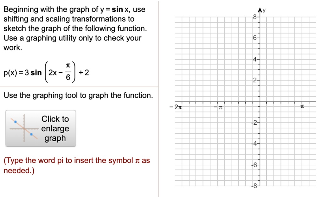 SOLVED: Beginning with the graph of y = sin X, use shifting and scaling transformations to ...