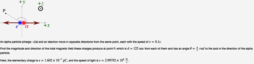 SOLVED: An alpha particle (charge: +2e) and an electron move opposite ...